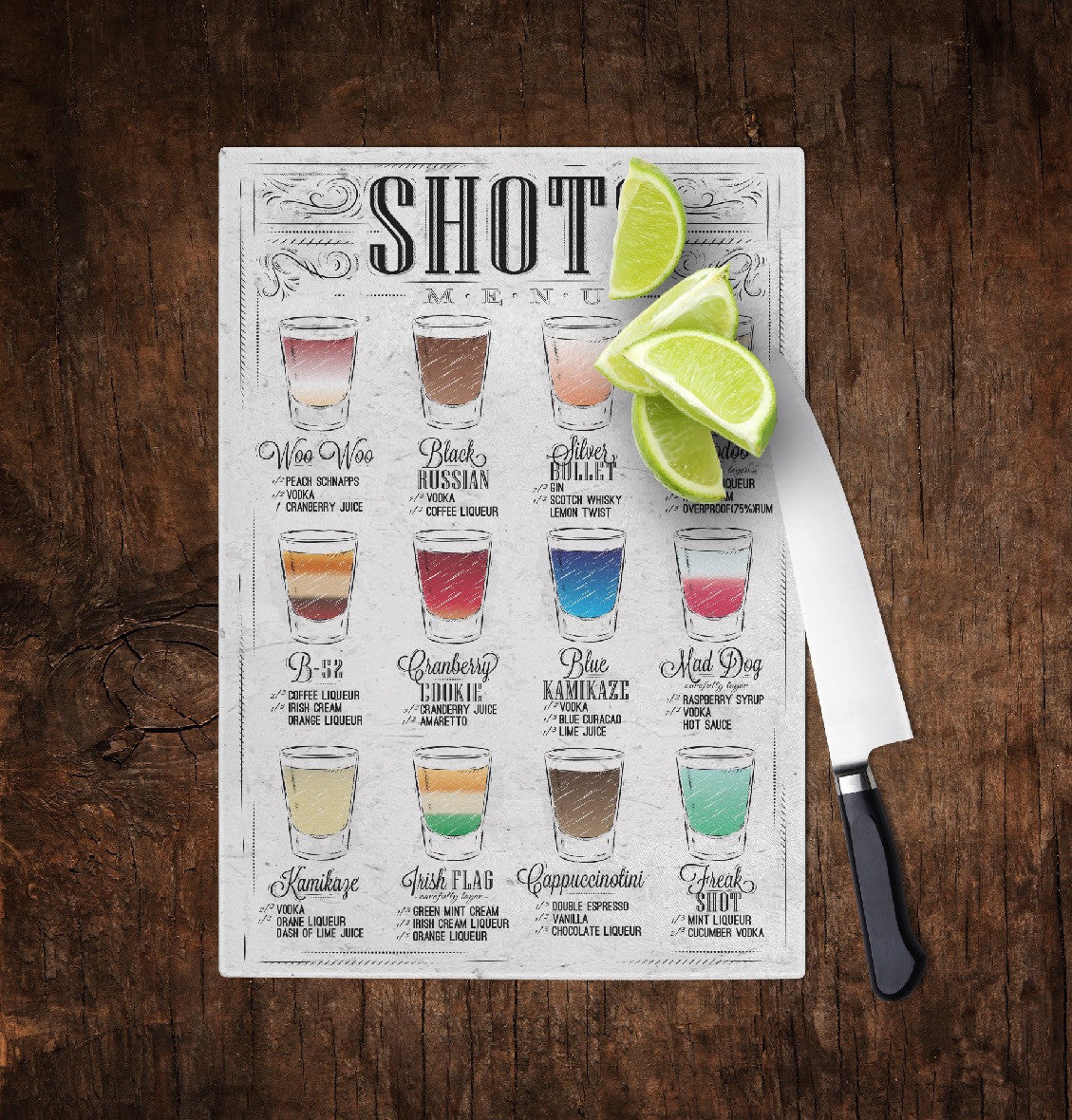 Bar SHOTS Recipe Cutting Boards - White – Ink and Rags