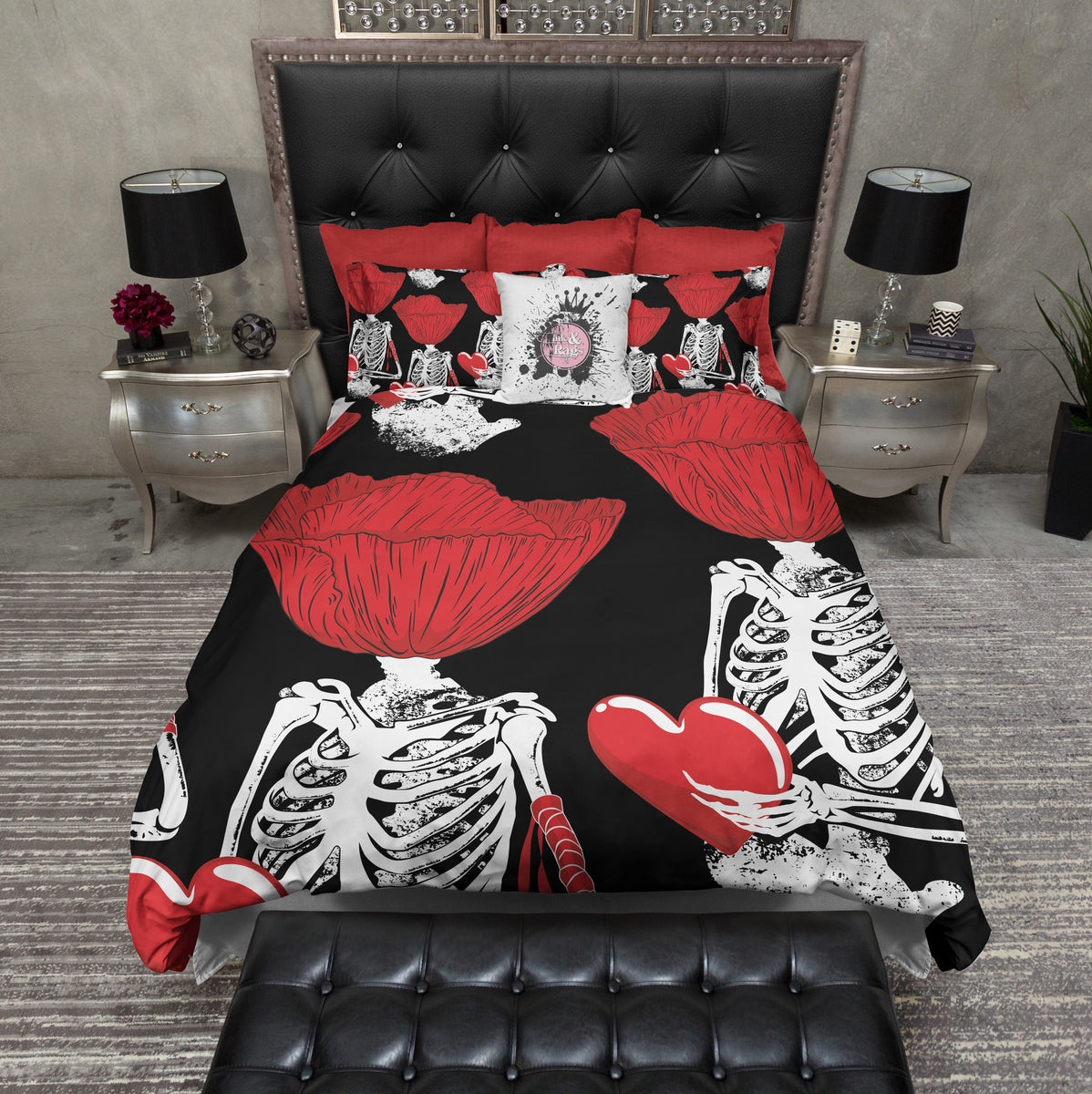 Poppy Heads Skeleton Bedding Collection – Ink and Rags