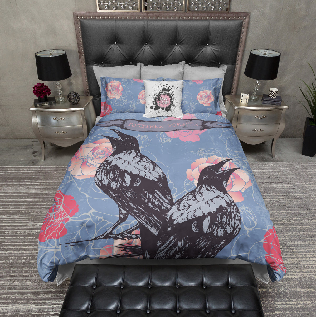 Together Forever Raven Rose Bedding Collection – Ink and Rags