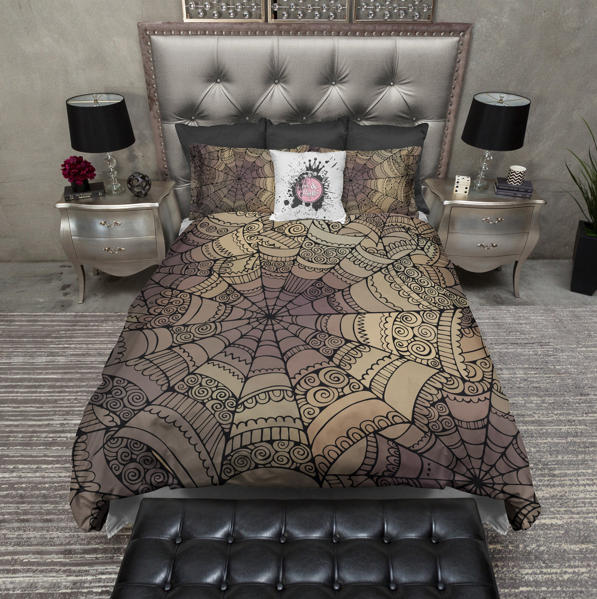 Mandala Inspired Spider Web Bedding Collection – Ink and Rags