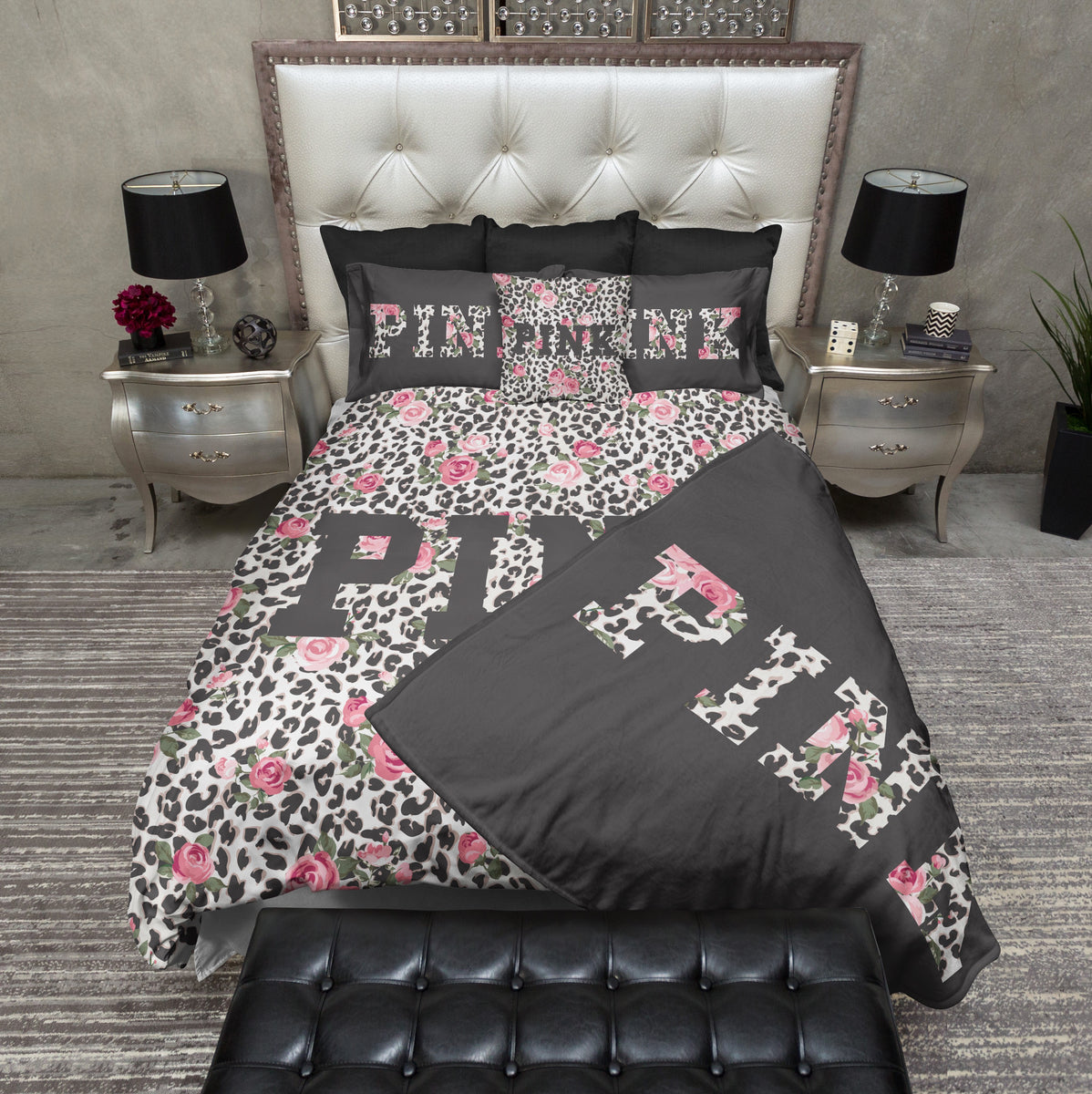 PINK Leopard Rose Bedding Collection – Ink and Rags