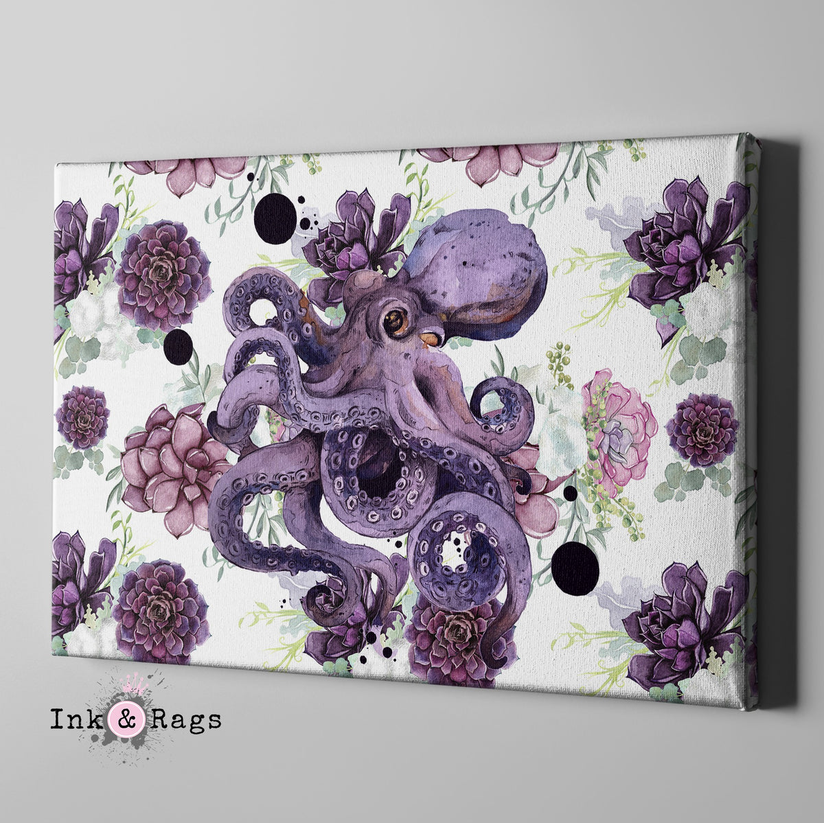 Succulent Octopus Ink Gallery Wrapped Canvas – Ink and Rags