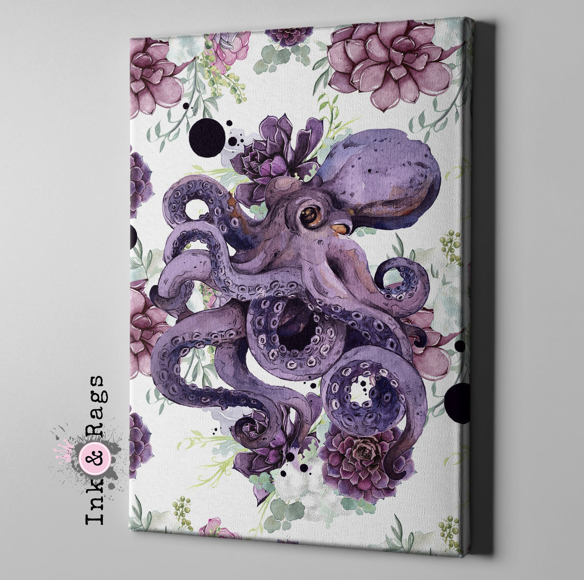 Succulent Octopus Ink Gallery Wrapped Canvas – Ink and Rags