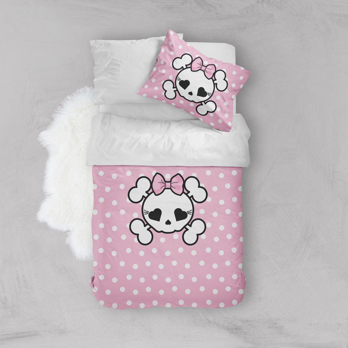 Pink Polka Dot Candy Skull Crib and Toddler Bedding Collection – Ink ...