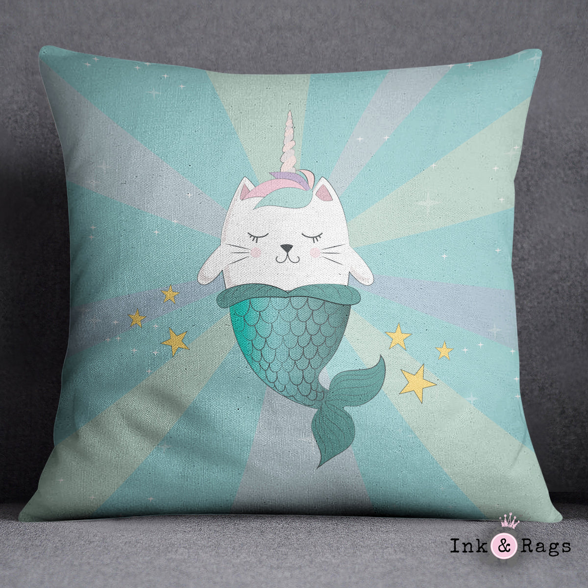 Caticorn Mermaids Unicorn Cat Mermaid Decorative Throw and Pillow Cove ...