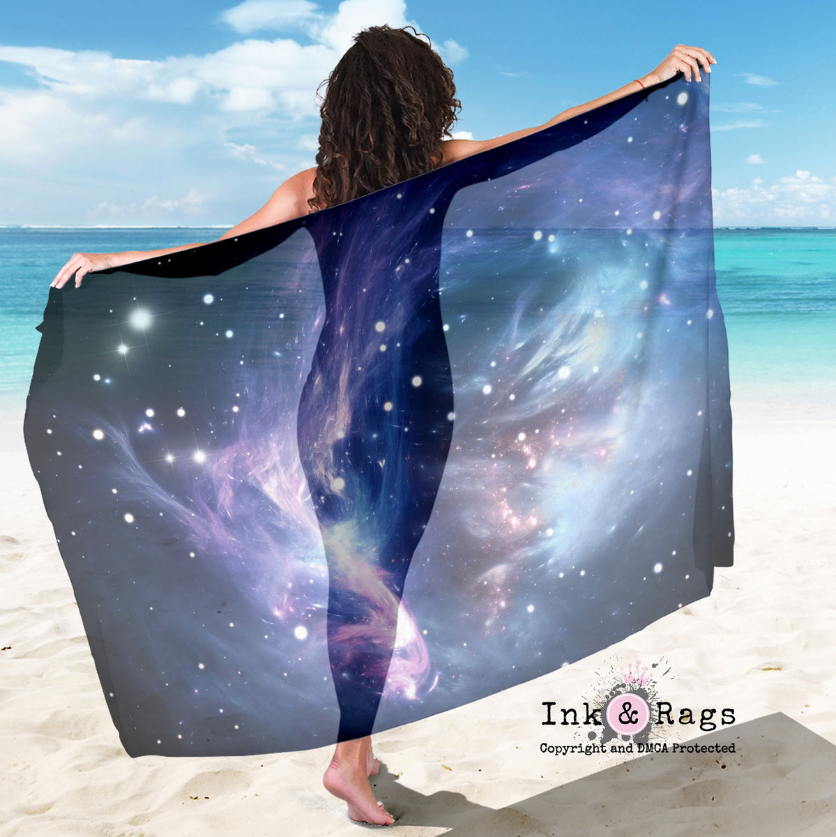 Large Sheer Galaxy Cosmos Scarf, Sarong, Shawl – Ink and Rags